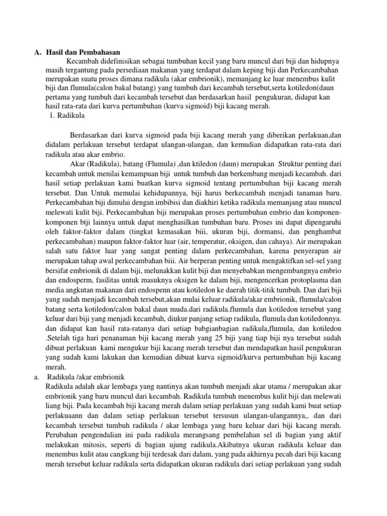 Pertumbuhan Kecambah Kacang Merah | PDF