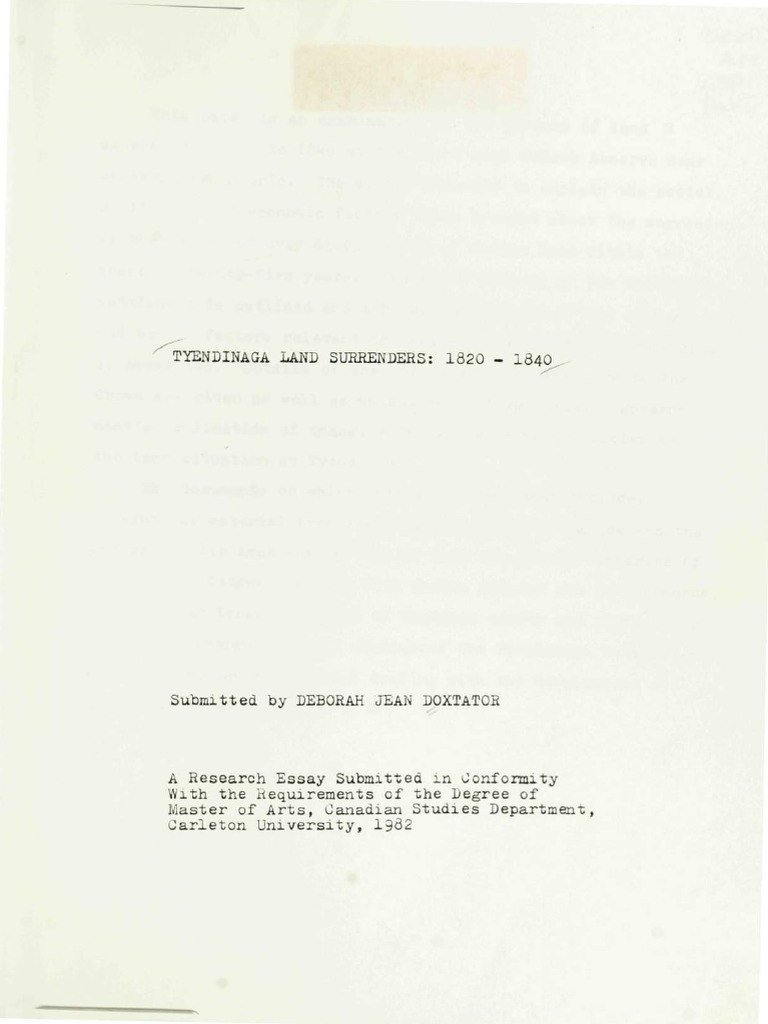 Tyendinaga Land Surrenders: 1820-1840 by Deborah Jean Doxtator | PDF