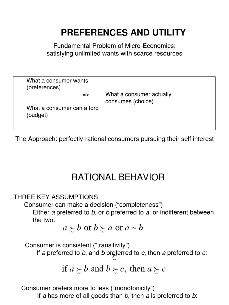 Preferences and Utility: Fundamental Problem of Micro-Economics ...
