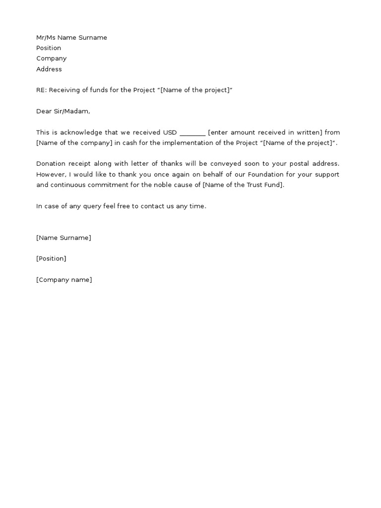 Acknowledgement Letter Templates 1 | PDF