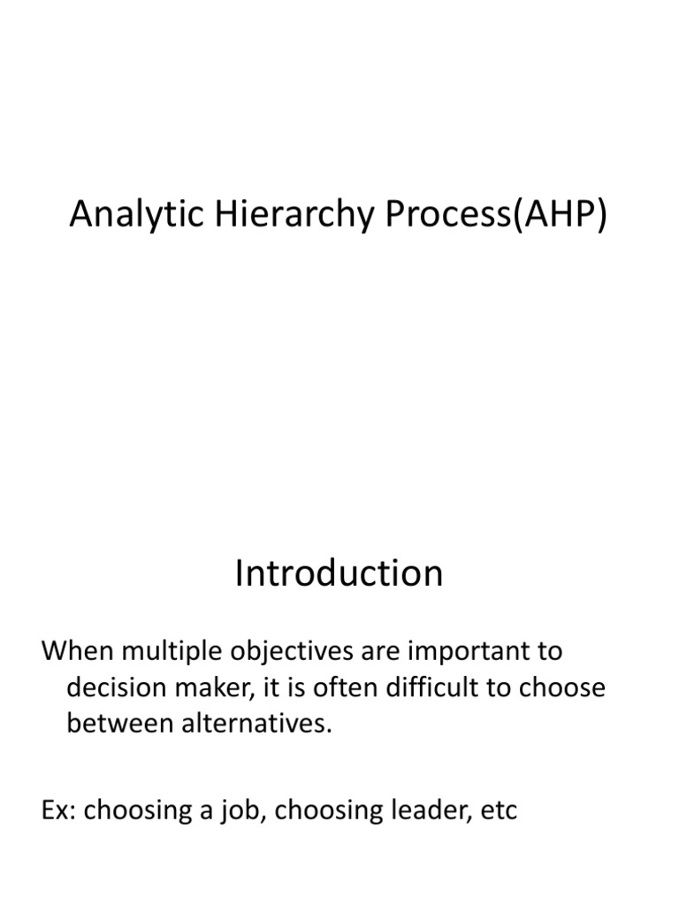Analytic Hierarchy Process (AHP) | PDF