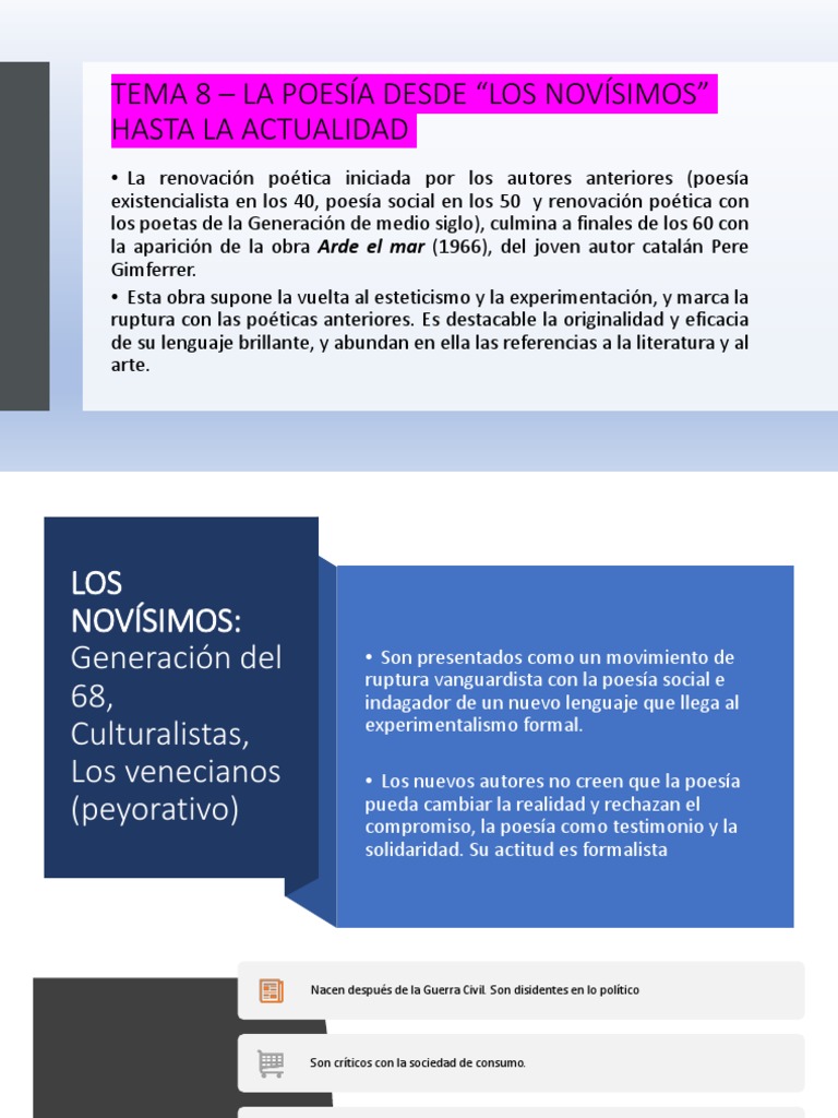 Tema 8 Literatura Ebau Cyl. Poesía, de Los Novísimos A La Actualidad | PDF