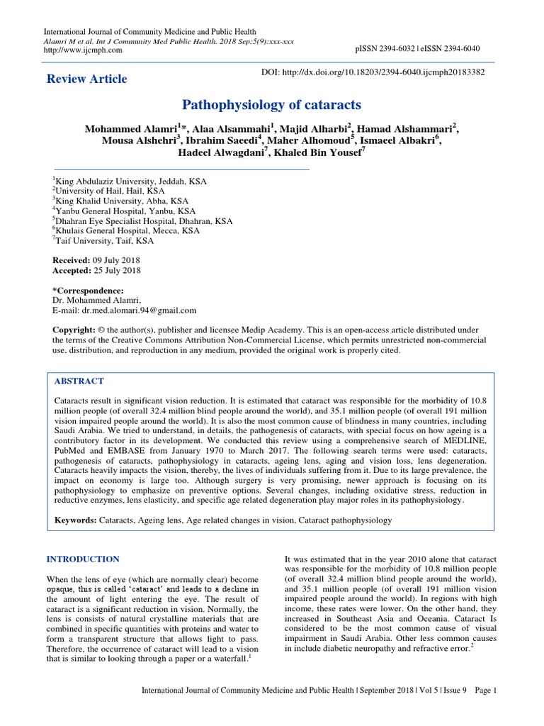 Pathophysiology of Cataracts | PDF