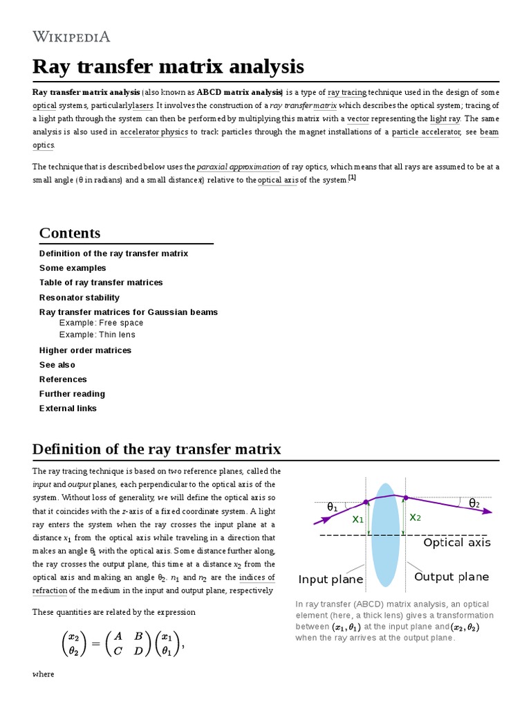 Ray Transfer Matrix Analysis | PDF | Atomic | Electrodynamics