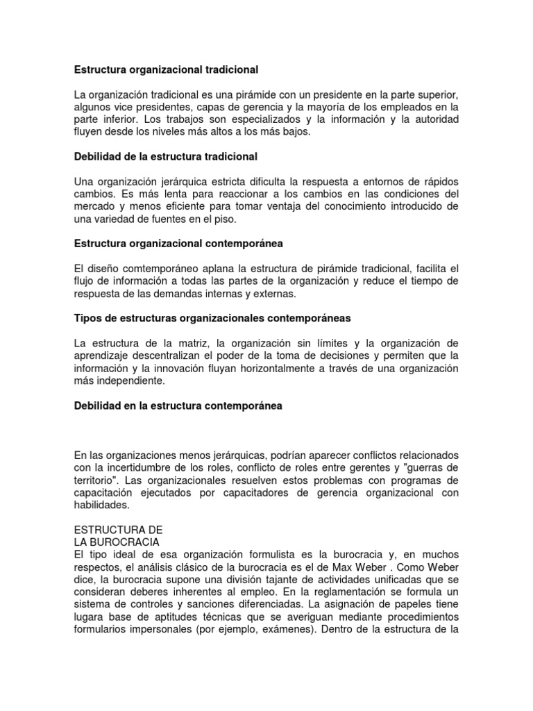 Estructura Organizacional Tradicional | PDF | Burocracia | Toma de ...