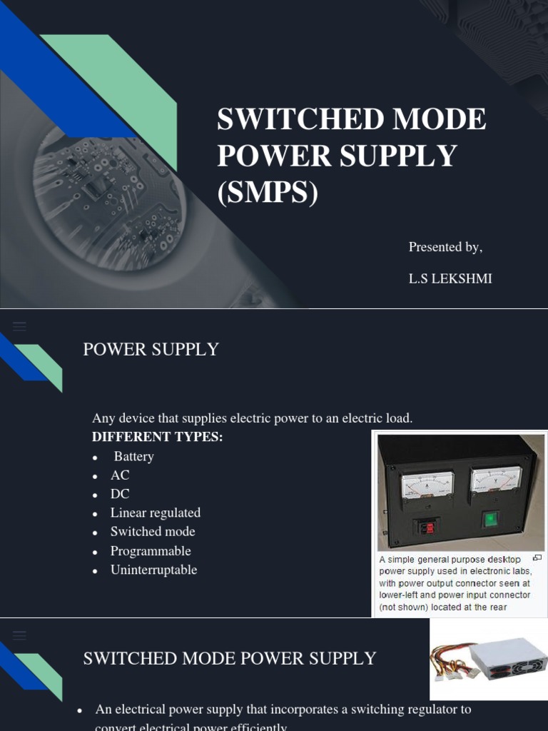 SMPS Presentation | Download Free PDF | Power Supply | Rectifier