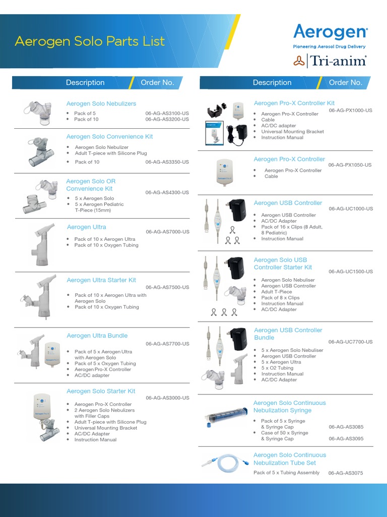 RBR Aerogen Solo Parts List US Tri Anim WEB | PDF | Equipment ...
