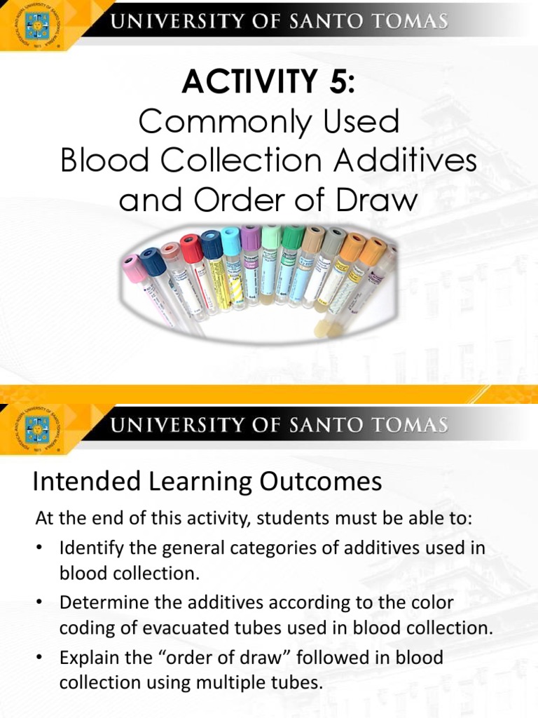 Phlebotomy Order Of Draw And Additives