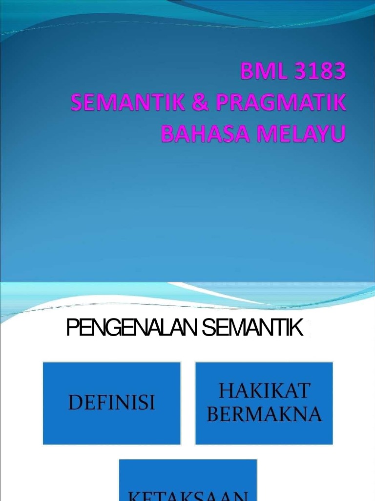 (PDF) Semantik Dan Pragmatik Bahasa Melayu