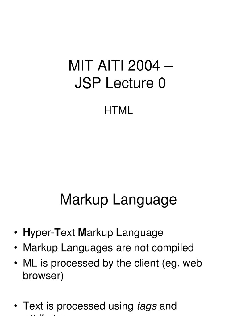 Mit Aiti 2004 Jsp Lecture 0 Pdf Html Element Html