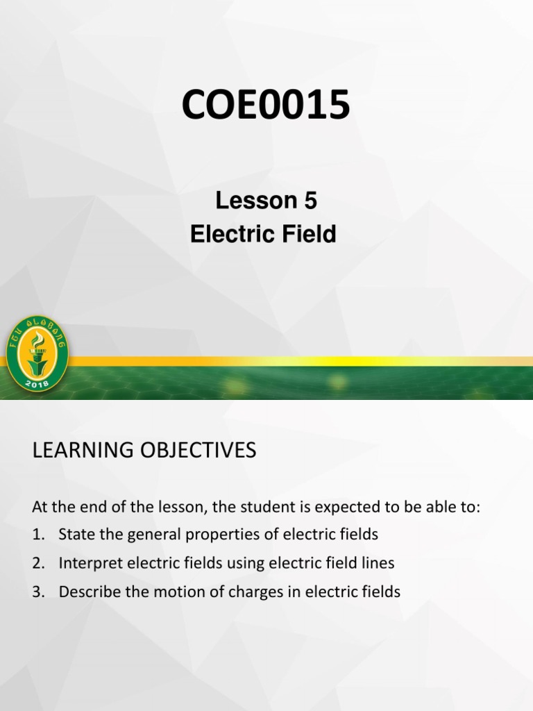 Lesson 5 - Electric Field | PDF | Electric Field | Electric Charge