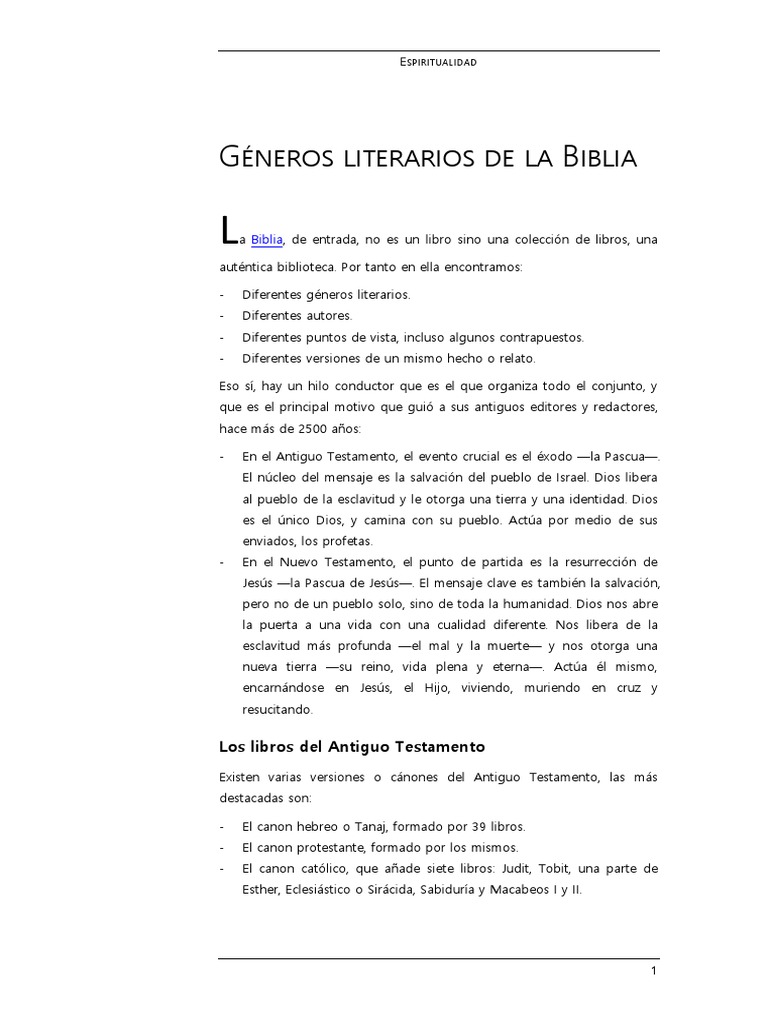 La Biblia y Los Generos Literarios y El Canon | PDF | Viejo Testamento ...