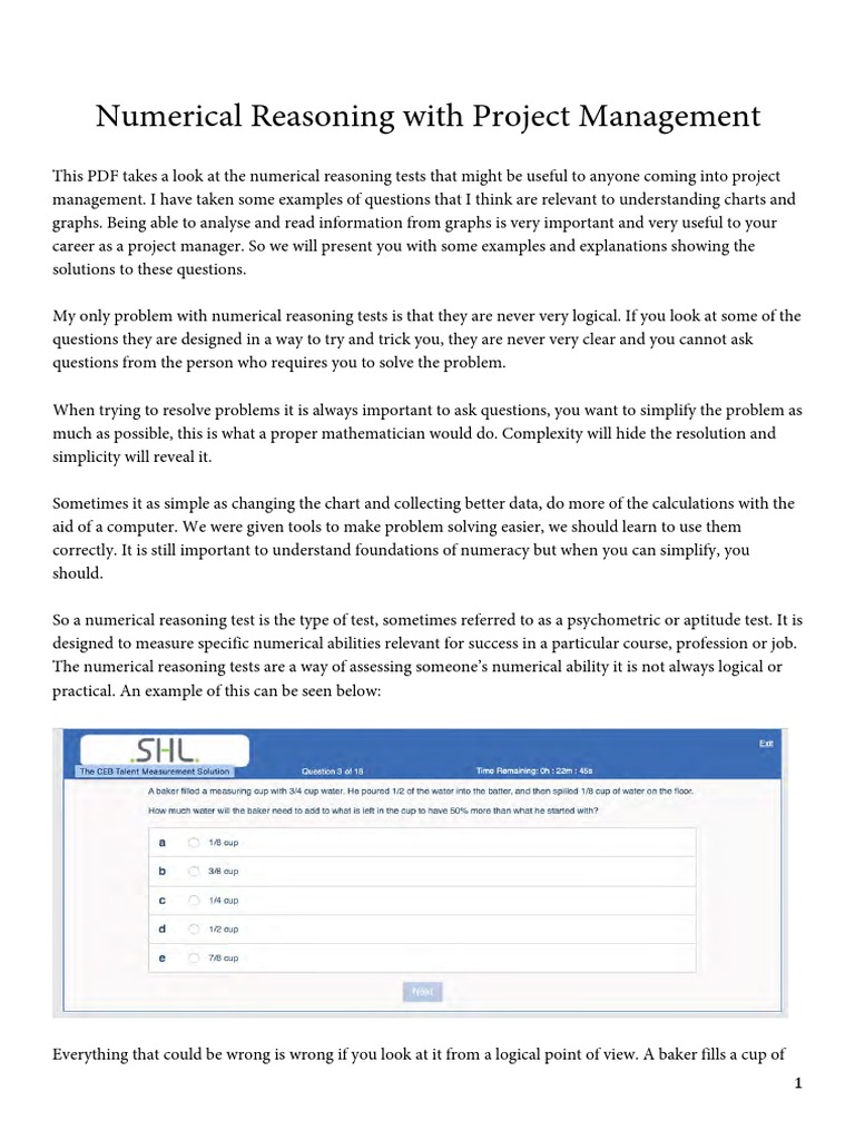 Numerical Reasoning for Project Managers | PDF | Reason | Teaching ...