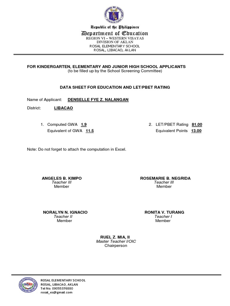 Certification For Teacher Applicant | PDF