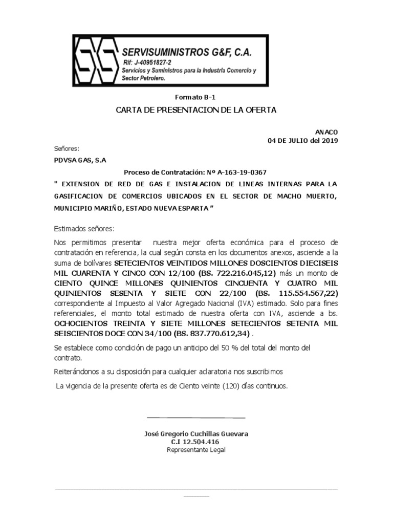 Ejemplo De Carta De Presentación Para Promoción Interna