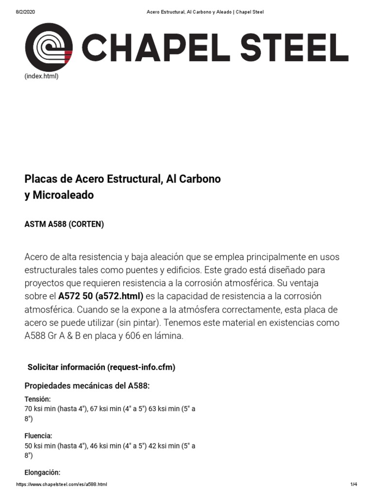 Acero Estructural, Al Carbono y Aleado - Chapel Steel | PDF