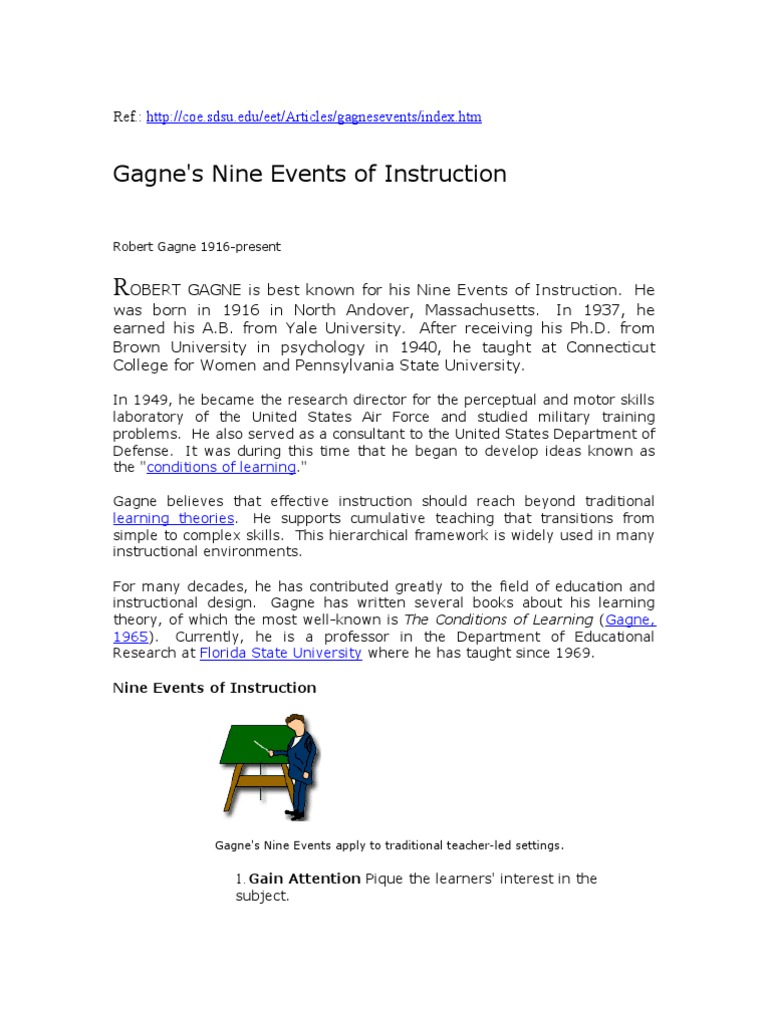 Gagne's Nine Events of Instruction Explained | PDF | Learning ...