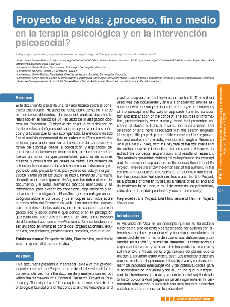 Proyecto de Vida AVFT | PDF