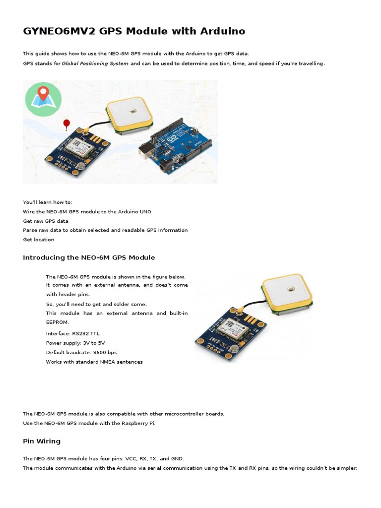 GYNEO6MV2 GPS Module With Arduino PDF | PDF