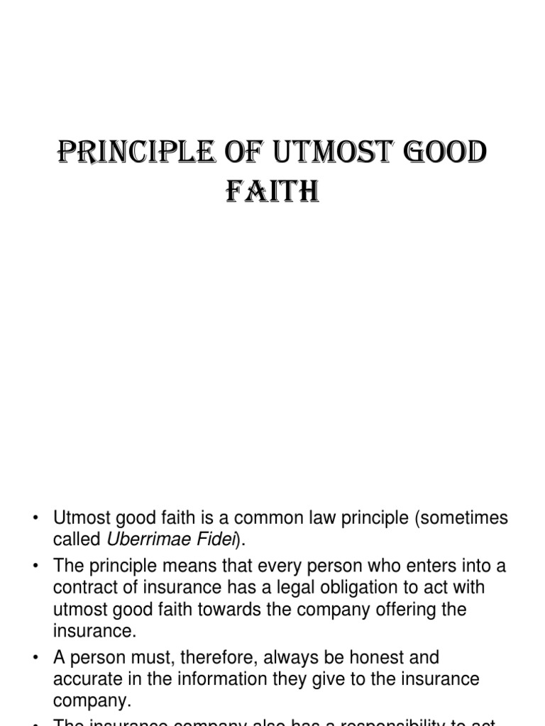 Utmost Good Faith | PDF | Insurance | Law Of Obligations