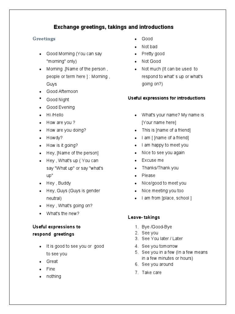 7th 1 Greeting Introduction and Leave Takings | PDF