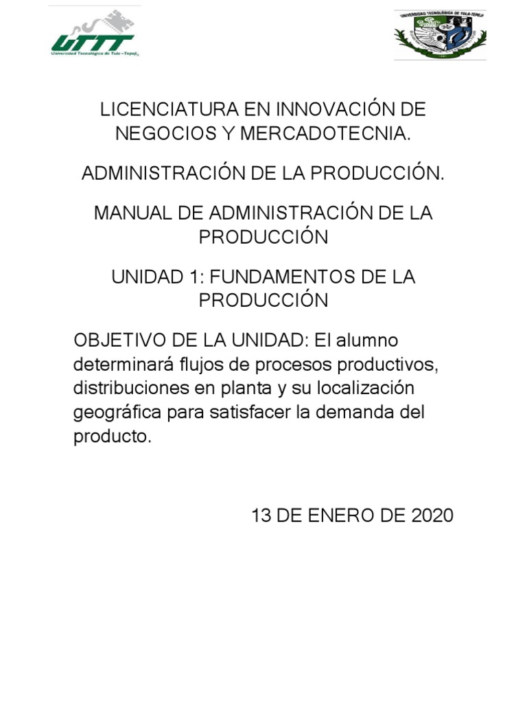 Manual Procesos de Producción | PDF | Planificación | Tornillo