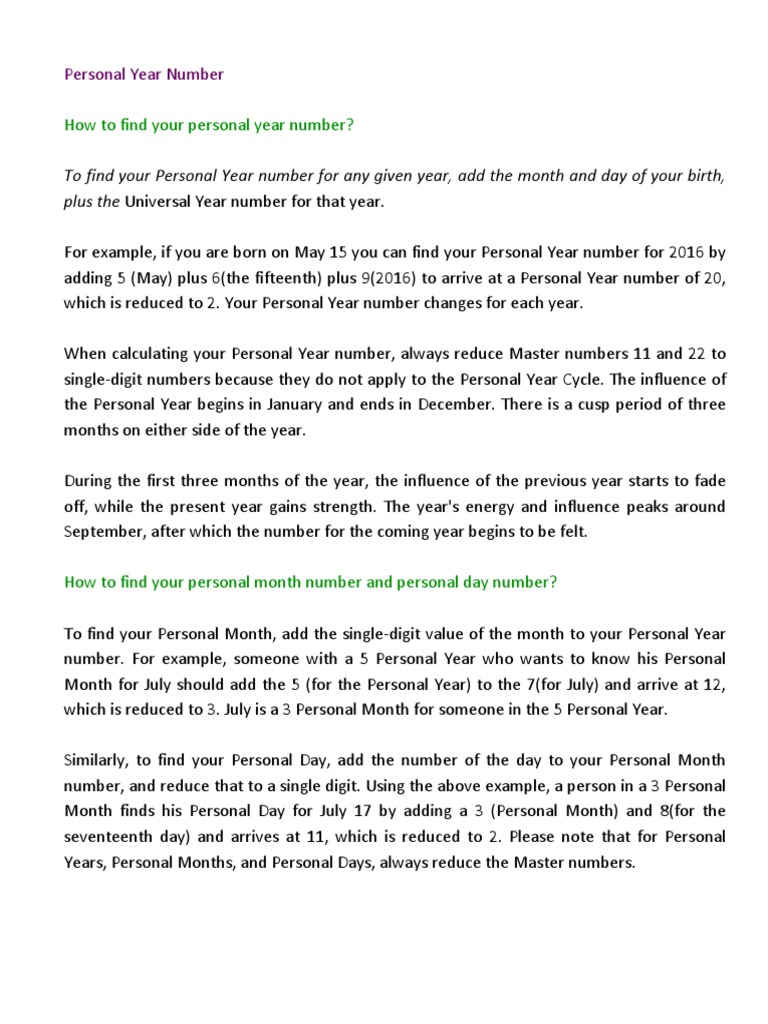 Calculating Your Personal Year, Month and Day Numbers: A Guide to ...