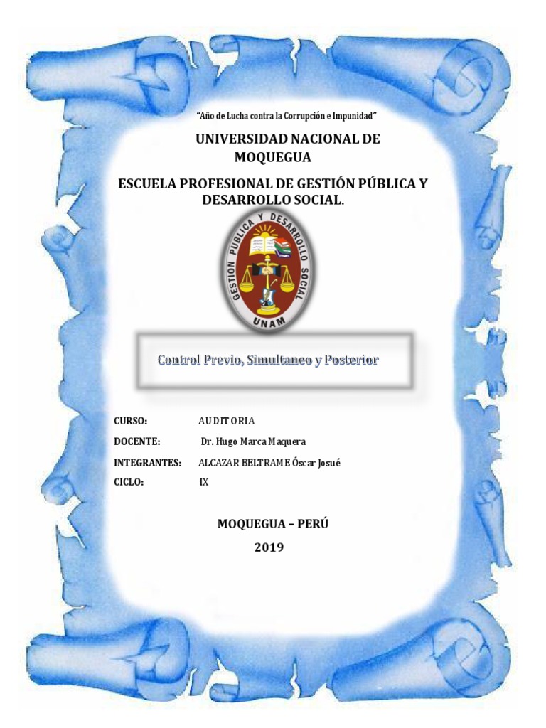 Control Previo, Simultaneo y Posterior | PDF | Auditoría | Auditoría financiera