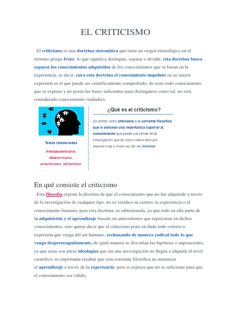 El Criticismo: Filosofía de Kant | PDF | Immanuel Kant | Conocimiento