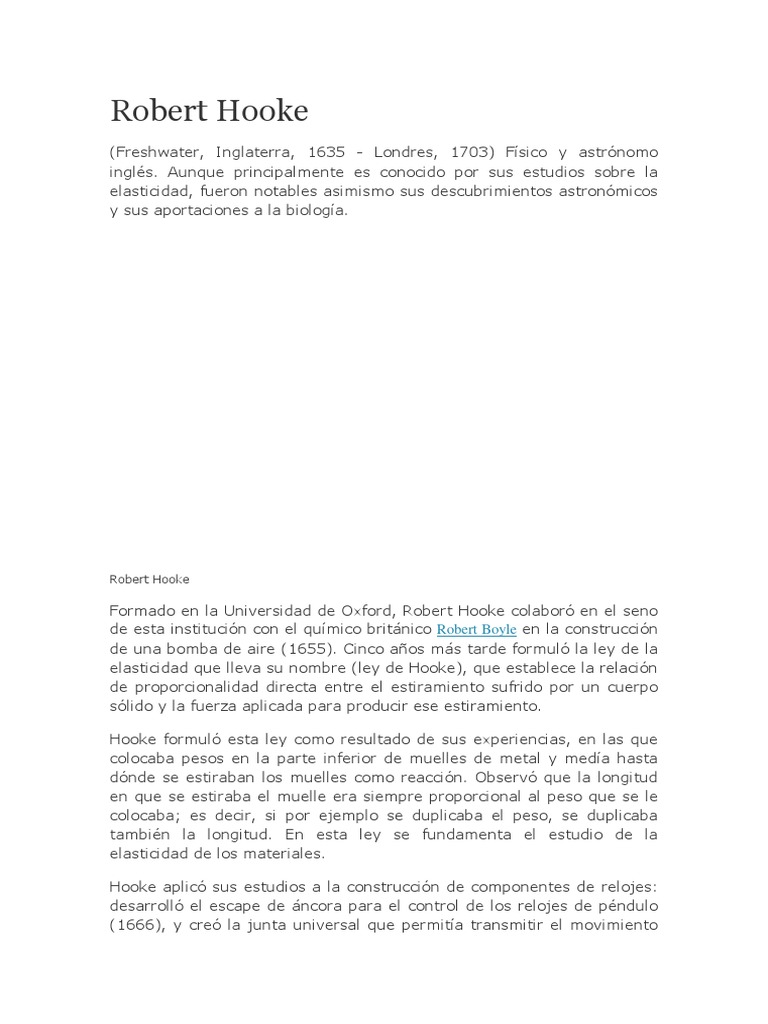 Aportaciones y descubrimientos de Hooke | PDF | Microscopio | Gravedad