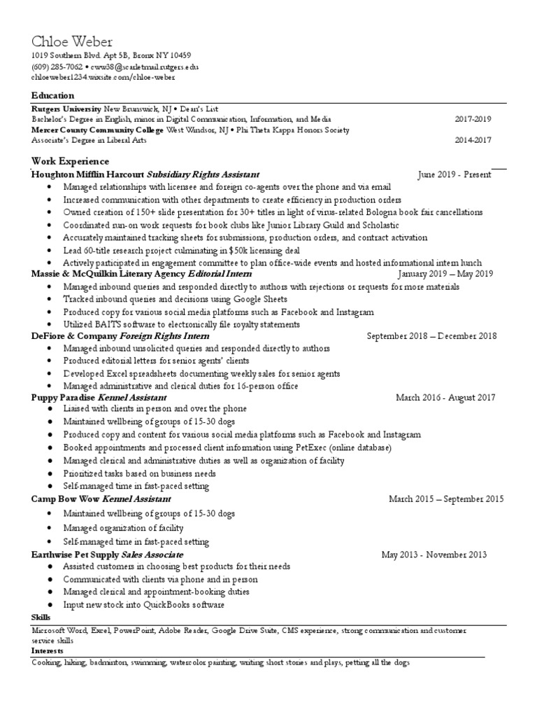 Chloe Weber Resume | PDF | Microsoft Excel | Computing