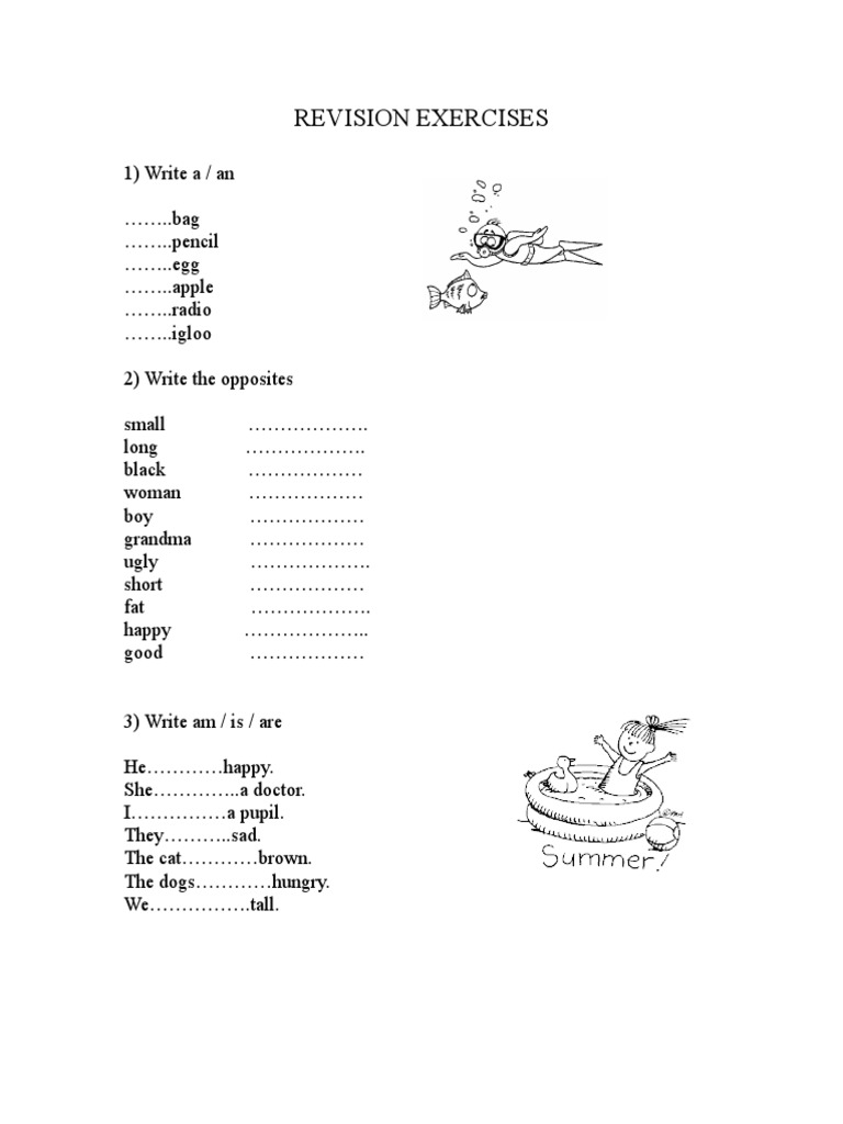 A Junior - REVISION EXERCISES | PDF
