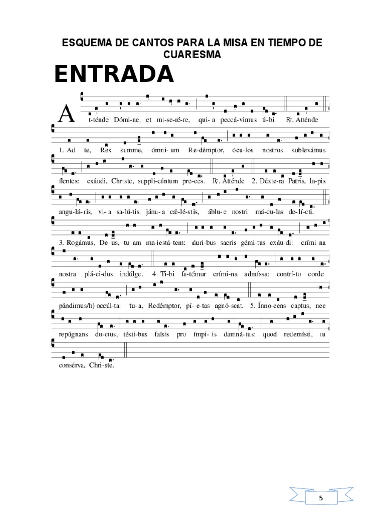 Esquema De Cantos Para La Misas En Tiempo De Cuaresma Pdf Perdón