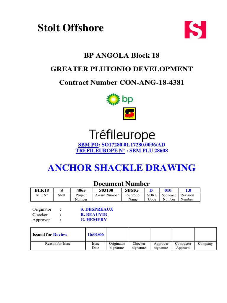 BLK18-S-4065-S03100-SBMG-D-010 Rev 1 IFR Anchor Shackle Drawing | PDF