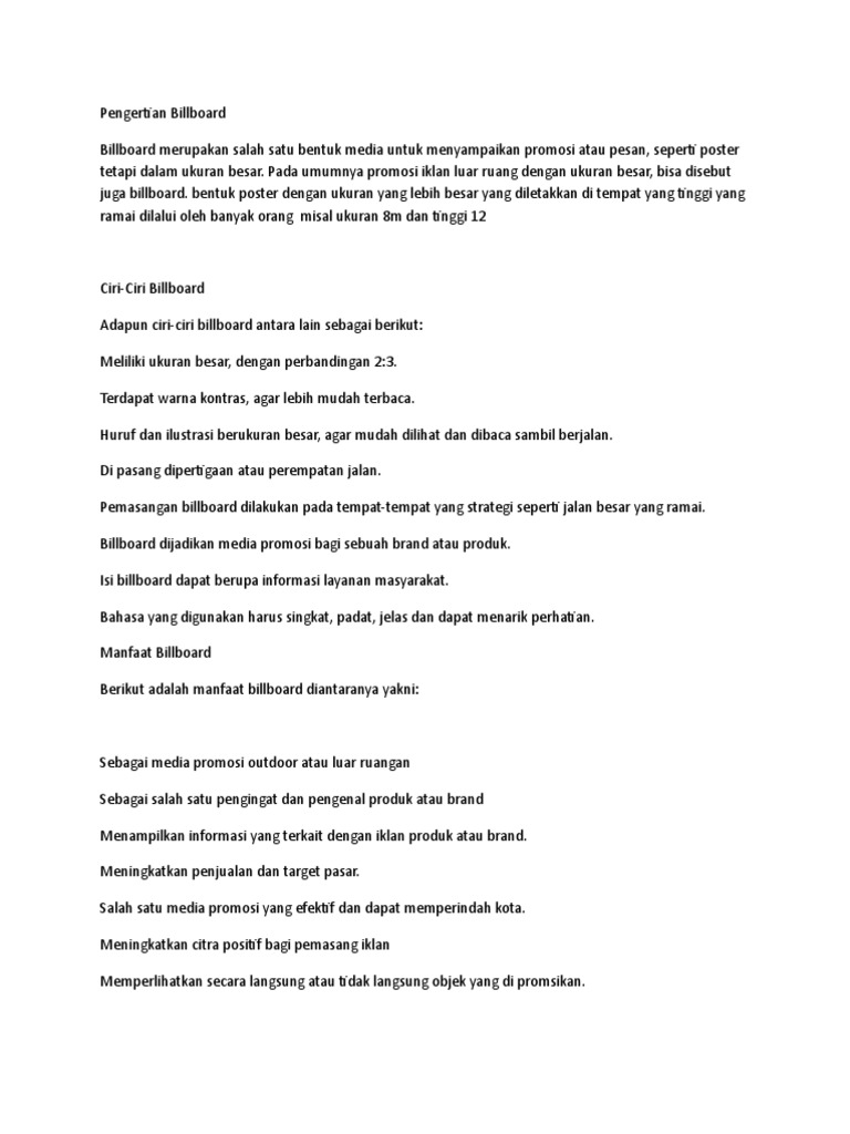 Pengertian Billboard | PDF