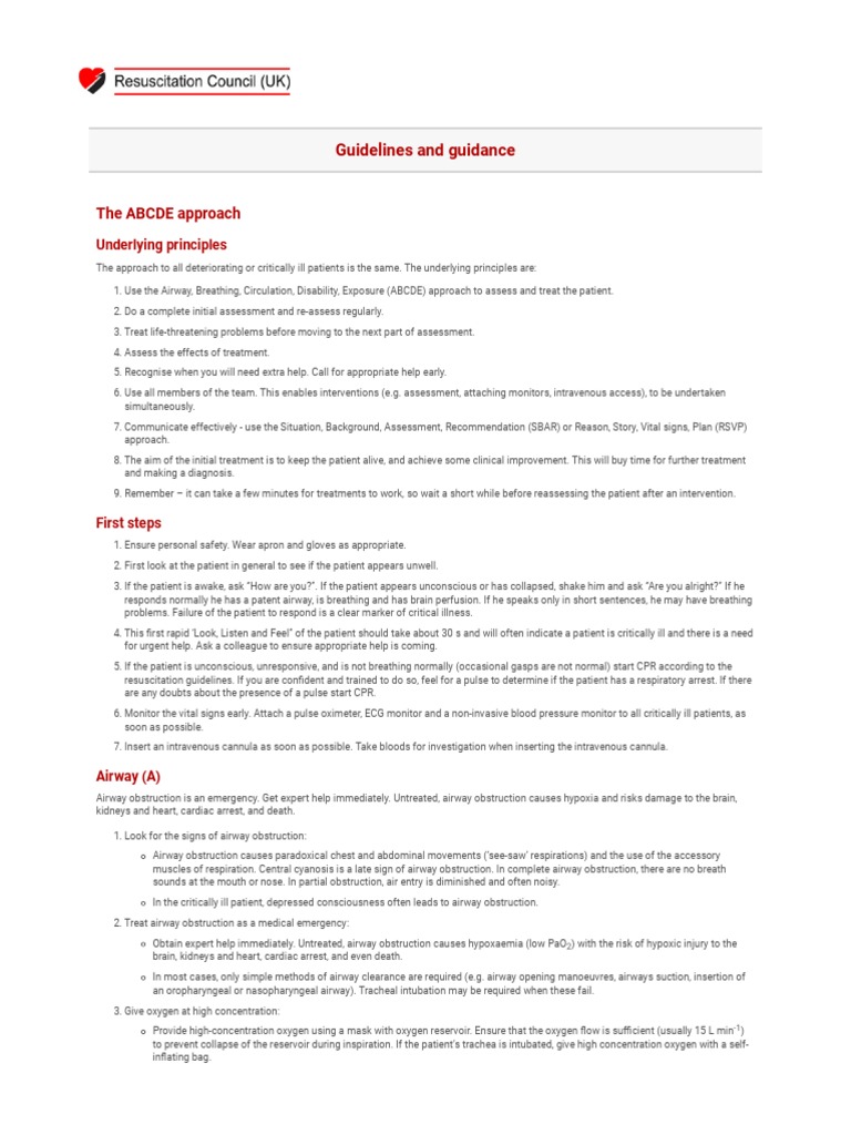 ABCDE Approach PDF | PDF | Shock (Circulatory) | Chronic Obstructive ...