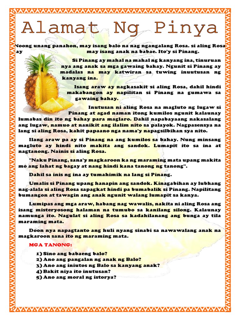 Alamat NG Pinya (Long - May Mga Tanong) | PDF