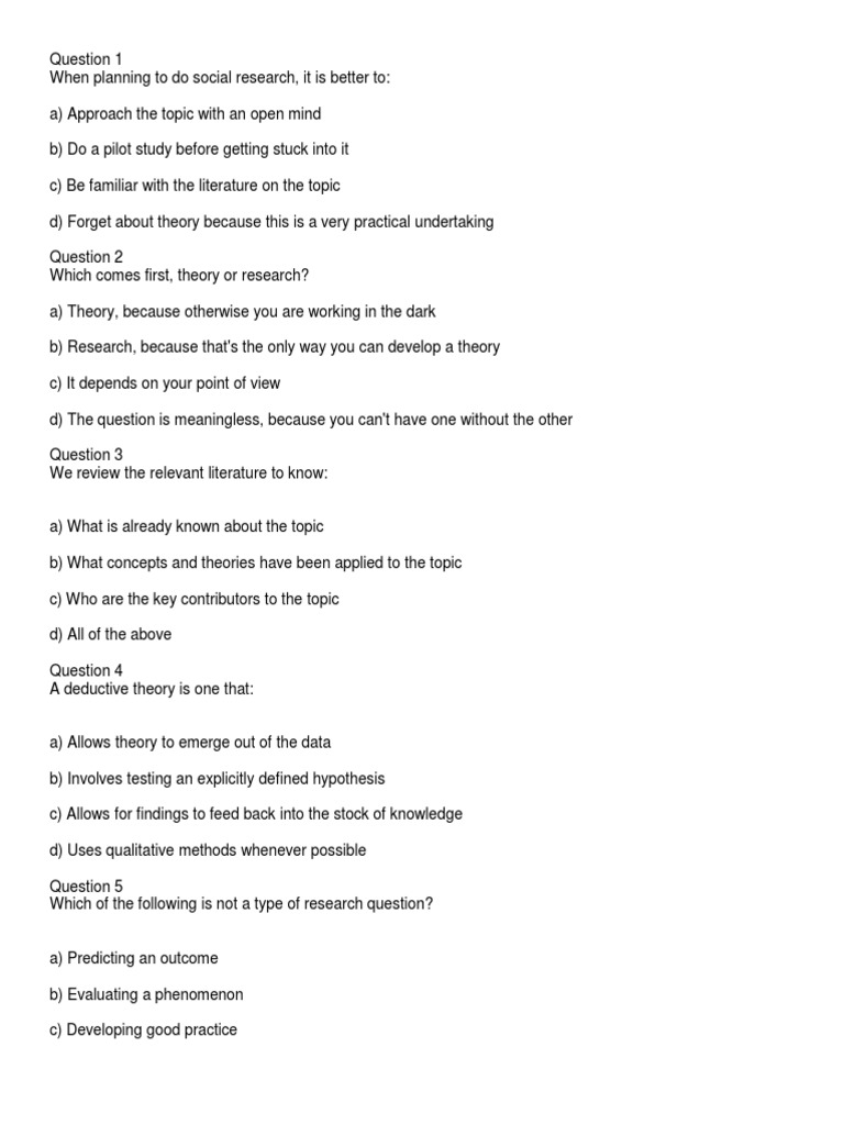 Research Multiple Choice | PDF | Validity (Statistics) | Qualitative ...