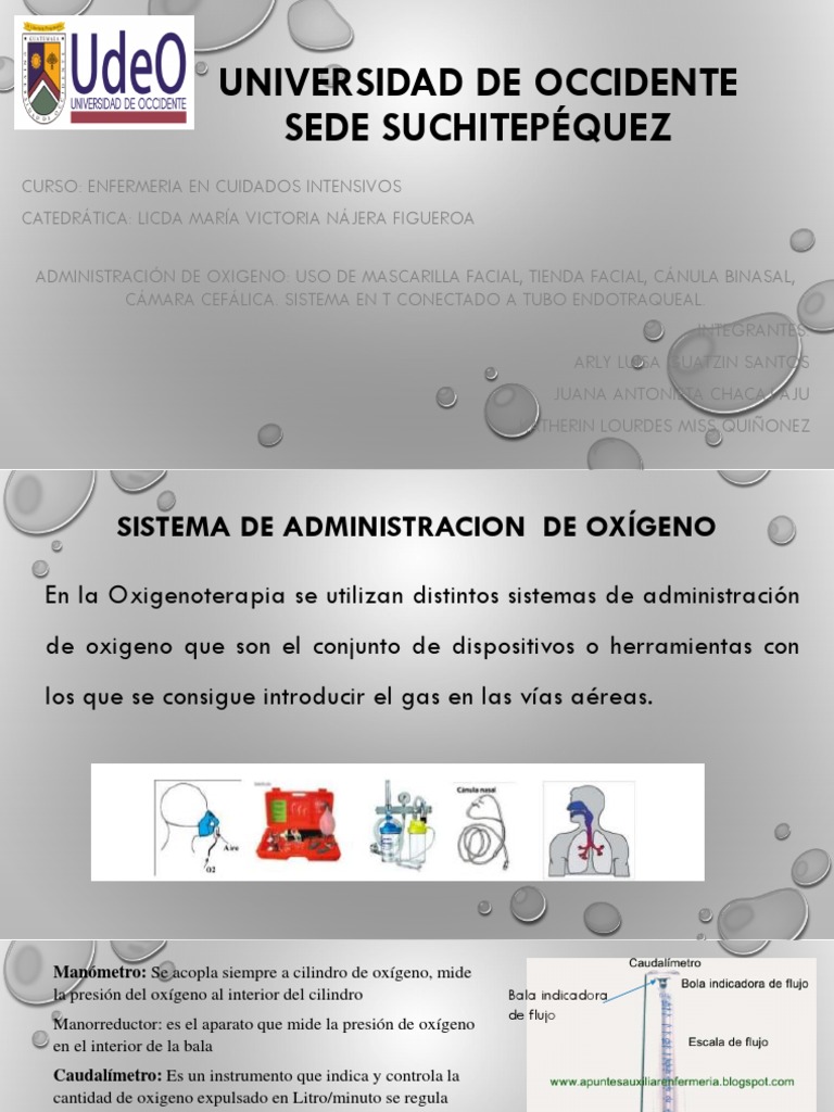 Presentación Oxigenoterapia | PDF | Oxígeno | Hipoxia (médica)
