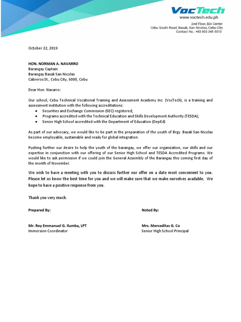 Letter For Lgu | PDF