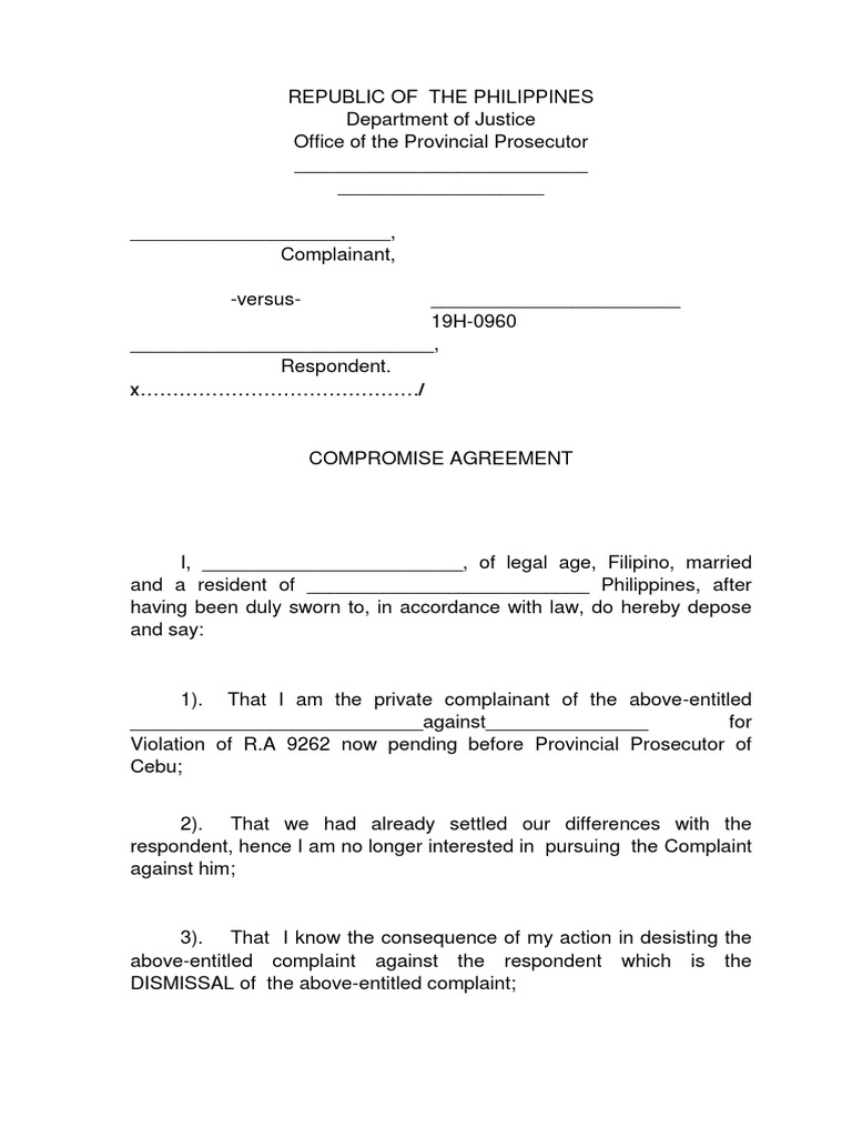 Compromise Agreement | PDF | Affidavit | Judiciaries