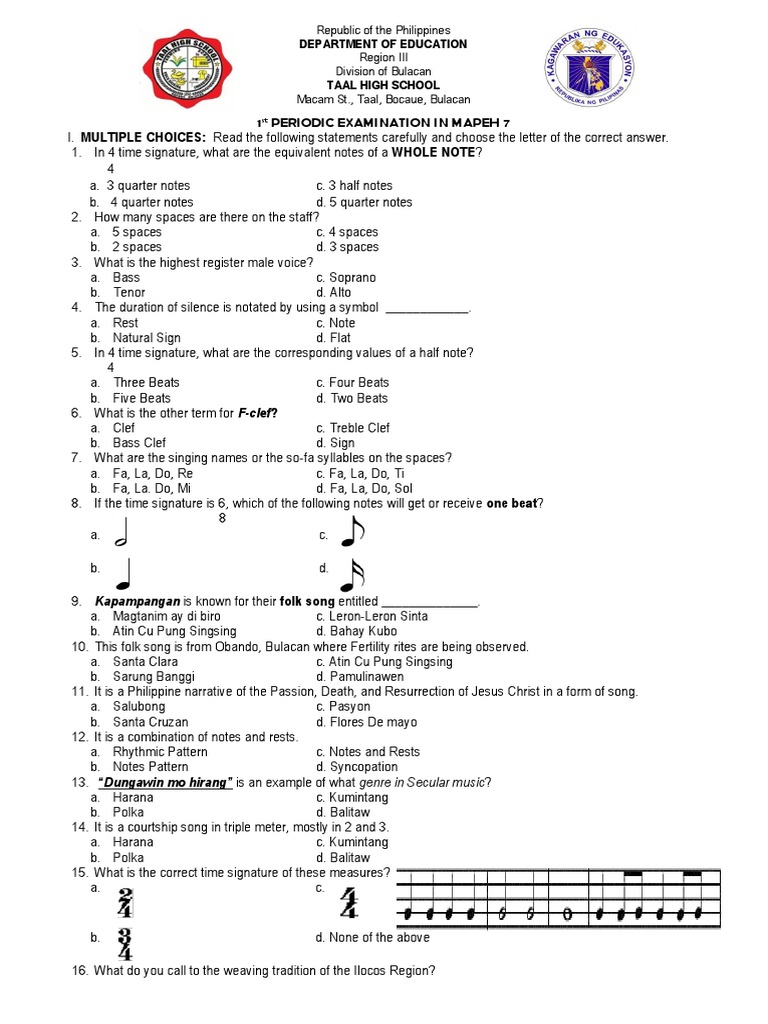 First Periodic Exam NEW S.Y. 2019 2020 | PDF | Body Mass Index | Clef