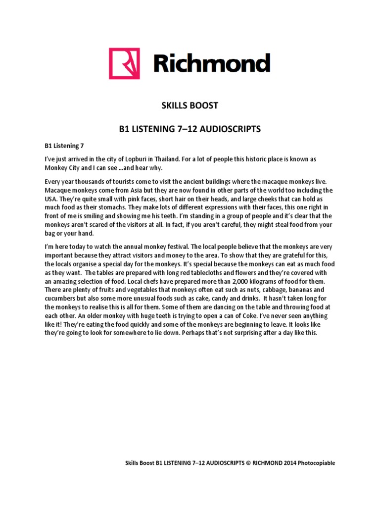 B1 Audioscripts 7-12 | PDF | Singing | Mount Everest