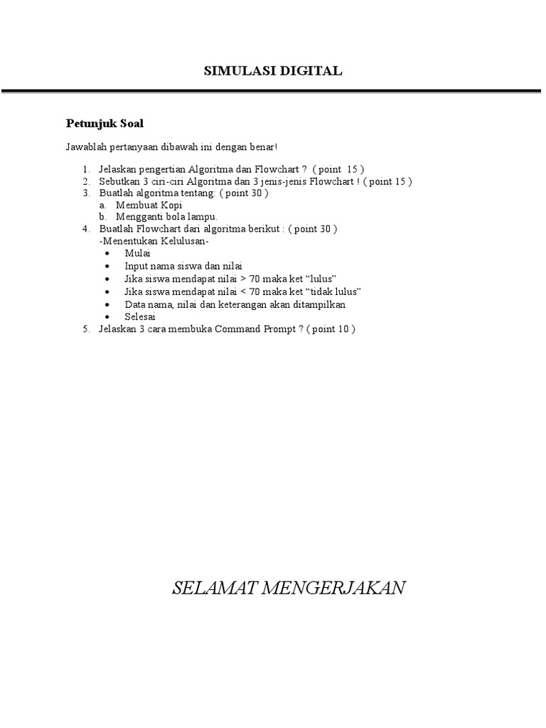 Soal Simulasi Digital KD 1 | PDF