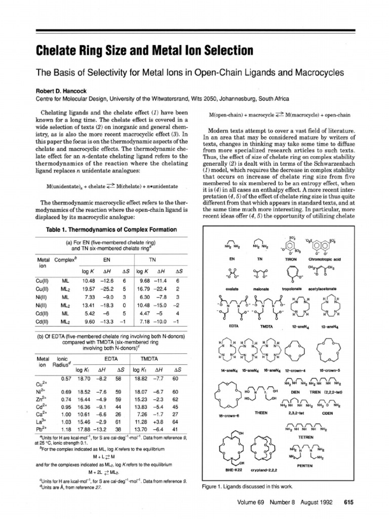 Chelate Ring Size and Metal Ion Stability | PDF | Coordination Complex ...