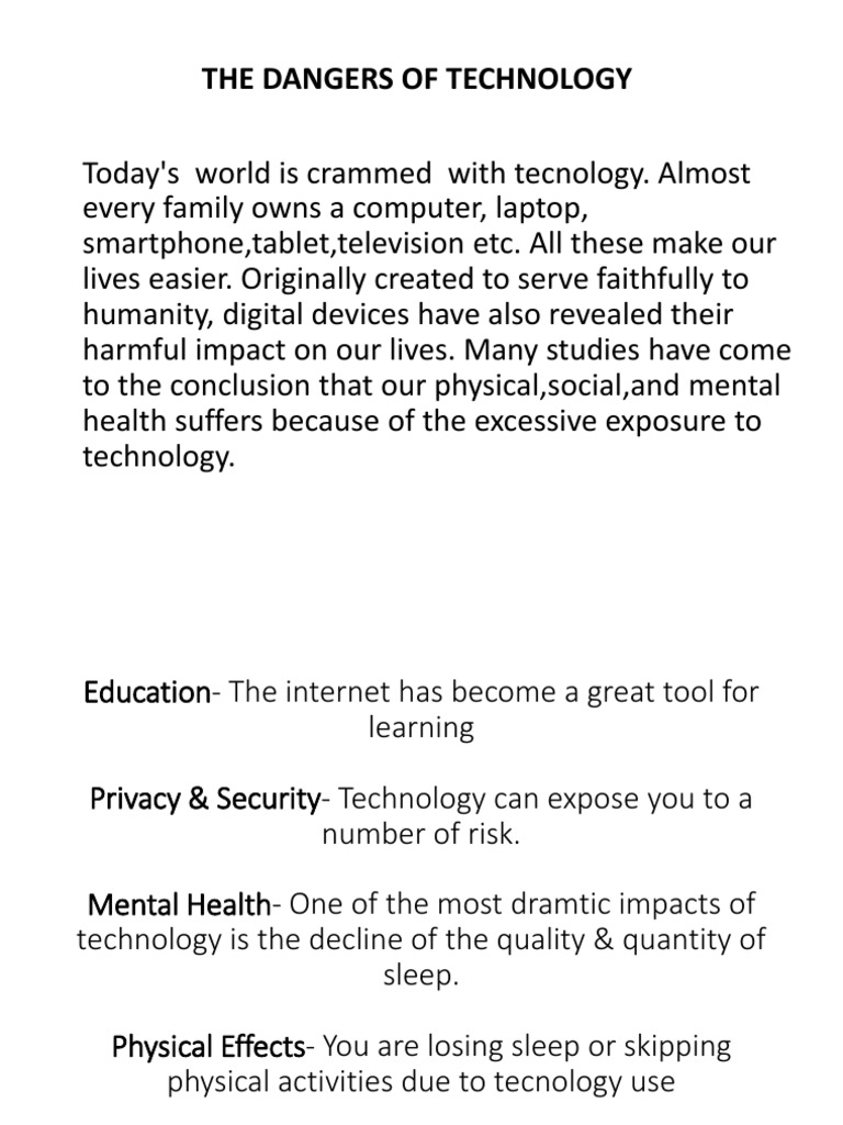 Group 5 The Dangers of Technology | PDF | Computers