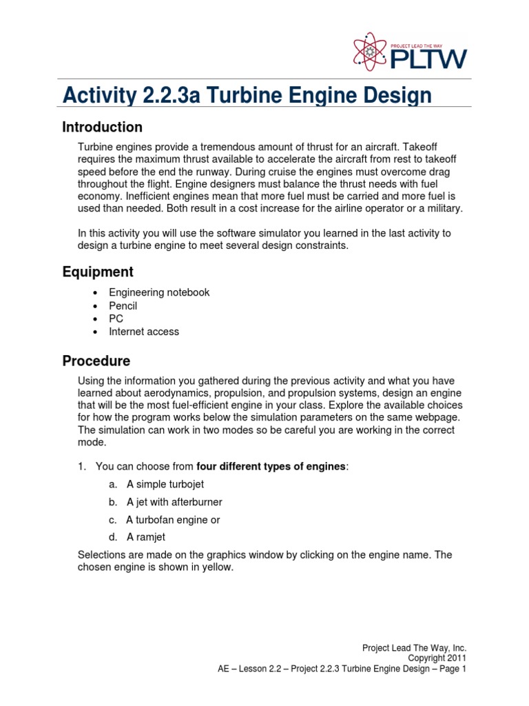 Activity 2 2 3a Turbine Engine Design Pdf Vehicle Parts Machines