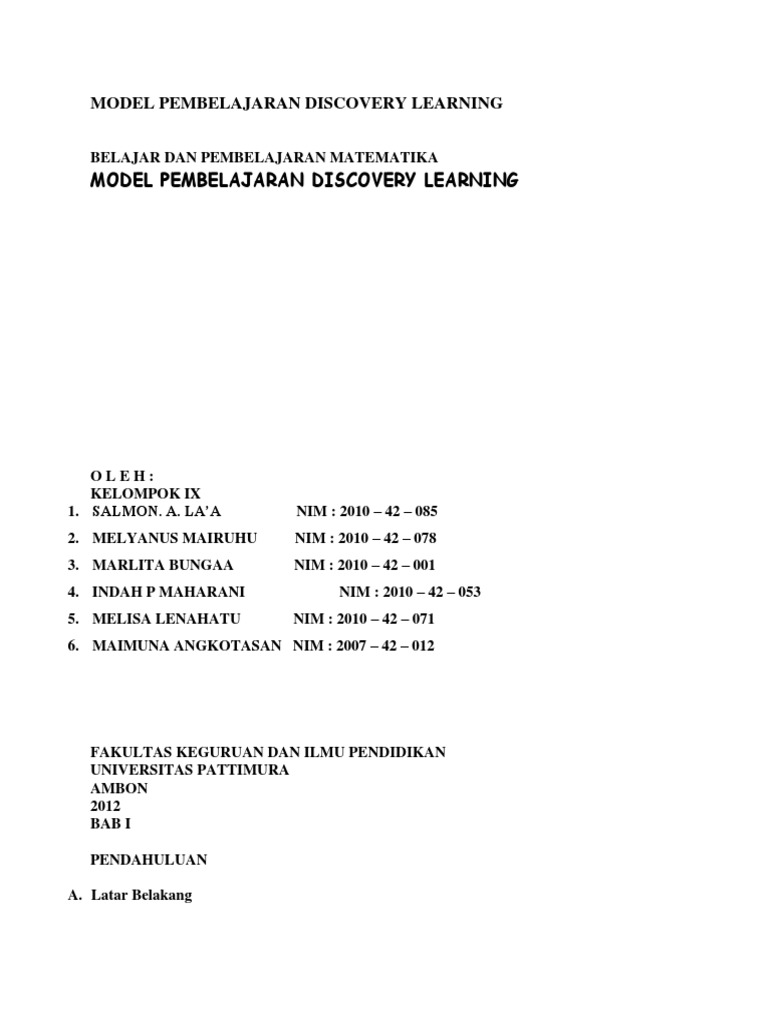 Model Pembelajaran Discovery Learning | PDF | Kesehatan Holistik | Sains & Matematika