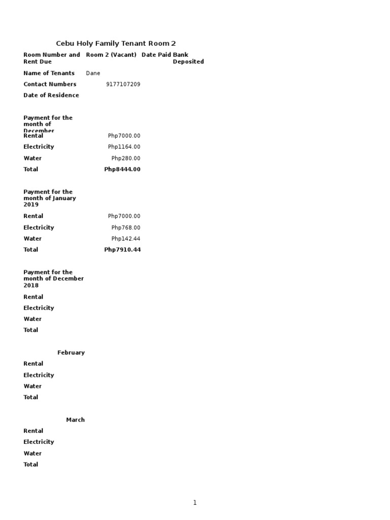 TENANT TRACKING - Excel | PDF | Renting | Property