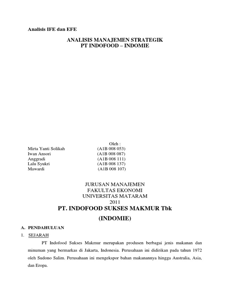 Analisis IFE Dan EFE ANALISIS MANAJEMEN | PDF